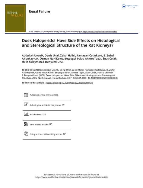 Pdf Does Haloperidol Have Side Effects On Histological And Stereological Structure Of The Rat