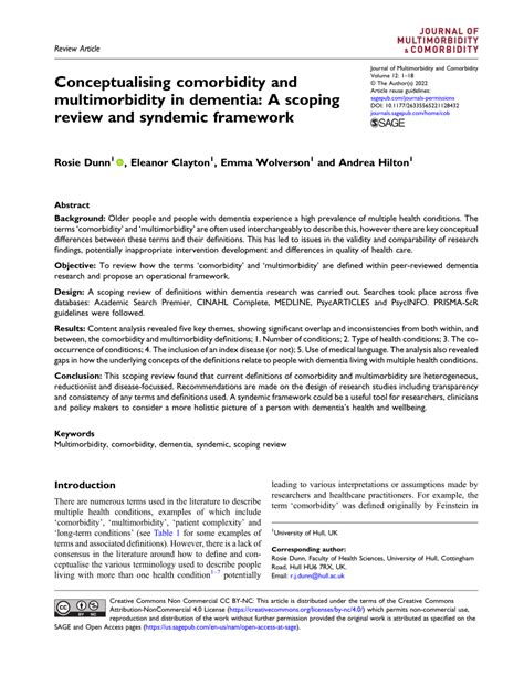 Pdf Conceptualising Comorbidity And Multimorbidity In Dementia A