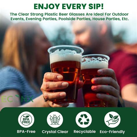 10oz Clear Plastic Half Pint Glasses Tumblers