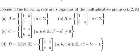 solved decide if the following sets are subgroups of the