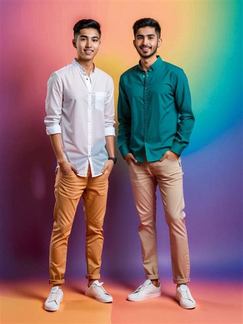 Diverse Young Men In Vibrant Background Pincel