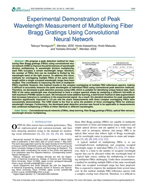 pdf experimental demonstration of peak wavelength measurement of