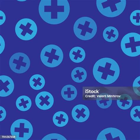 파란색 배경에 파란색 의료 십자가 동그라미 아이콘 고립 된 완벽 한 패턴입니다 응급 처치 의료 기호입니다 벡터 일러스트 0명에 대한 스톡 벡터 아트 및 기타 이미지 Istock