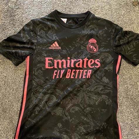Black And Pink Real Madrid Shirt Size 13 14years Depop