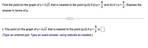 solved find the point on the graph of y 3x that is nearest