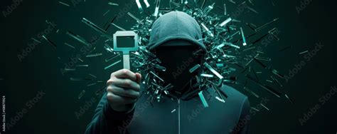 cybersecurity hacker data exploit concept mysterious figure with a