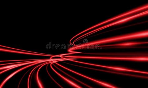 Abstract Red Light Fast Speed Curve Dynomic Motion On Black Background Vector Stock Vector