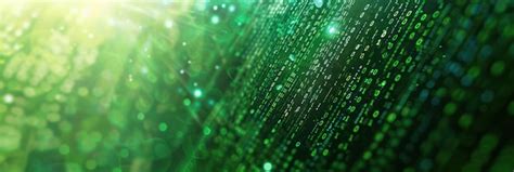 Green Binary Code Data Stream On Digital Technology Background