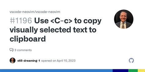 Use To Copy Visually Selected Text To Clipboard Issue Vscode Neovim Vscode Neovim Github