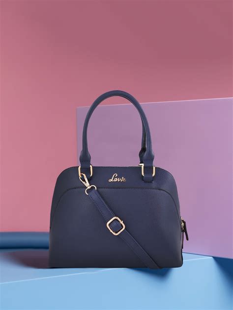Buy Lavie Valle Navy Blue Solid Handheld Medium Dome Handheld Bag ...