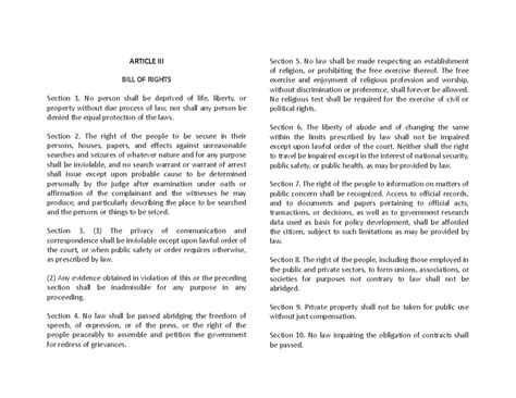 Article Iii Information Article Iii Bill Of Rights Section 1 No Person Shall Be Deprived Of