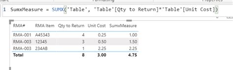 solved sumx in table microsoft fabric community