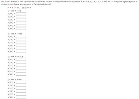 Solved Euler S Method To Find Approximate Values Of The Chegg
