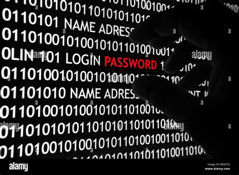 Computer Screen With Binary Code And Password Text Great Concept For