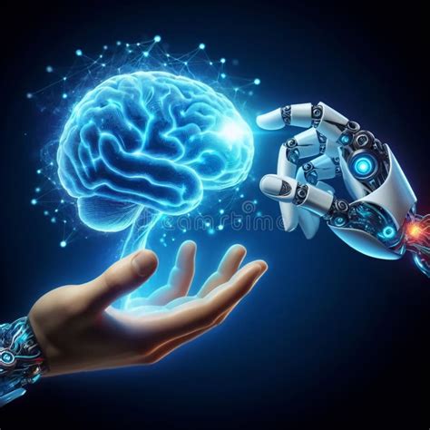 Digital Artistic Representation Of The Human Brain Made By Artificial Intelligence Stock