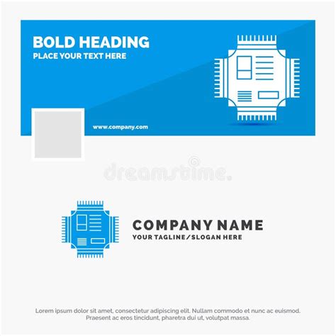 Blue Business Logo Template For Chip Cpu Microchip Processor