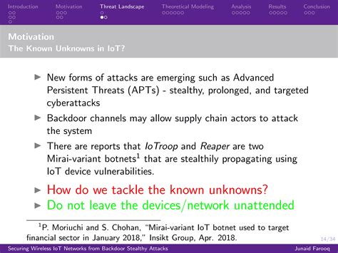 Securing Wireless Iot Networks From Backdoor Stealthy Attacks Ppt