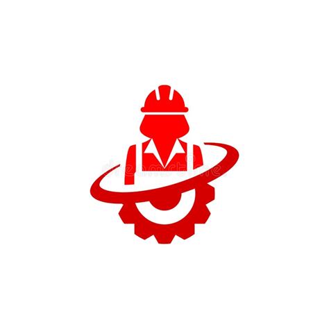 Woman Construction Worker Logo Isolated On White Background Stock