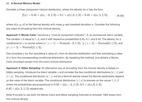 Solved A Normal Mixture Model Consider A Three Component Chegg