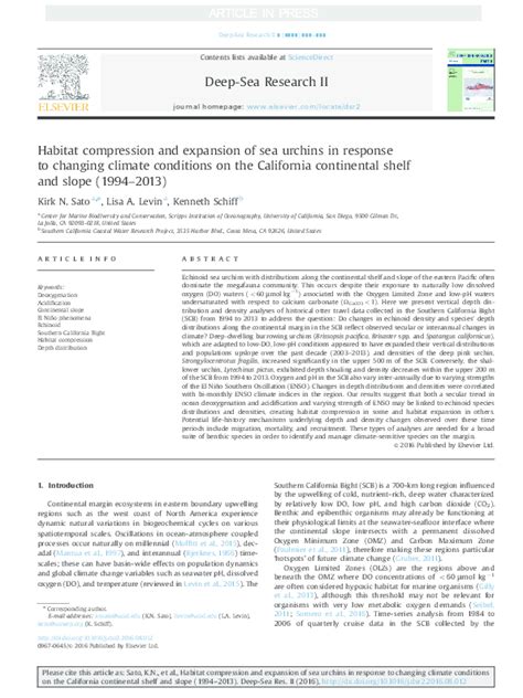 Pdf Habitat Compression And Expansion Of Sea Urchins In Response To