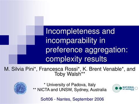 Ppt Incompleteness And Incomparability In Preference Aggregation