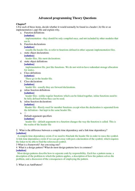 Sample Practice Exam Questions And Answers Advanced Programming Theory Questions Chapter