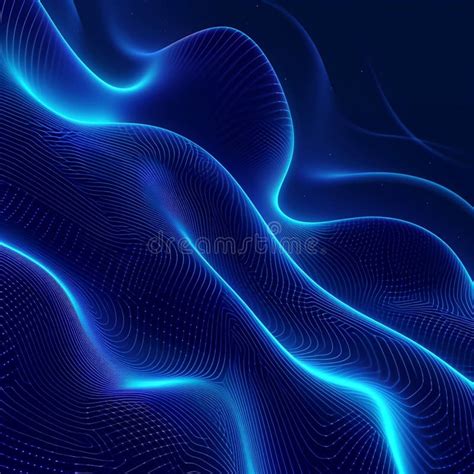 Dynamic Blue Wave Patterns In A Digital Landscape Stock Illustration Illustration Of Flowing