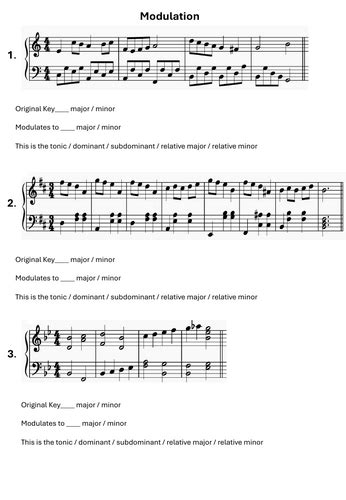 Modulation Which Key Has The Music Modulated To Teaching Resources