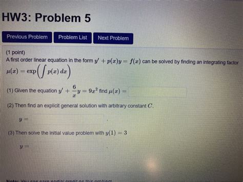 Solved Hw3 Problem 5 Previous Problem Problem List Next