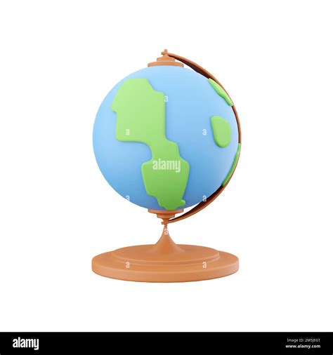 3d Rendering Globe Planet Earth Model With World Map On Base Isolated