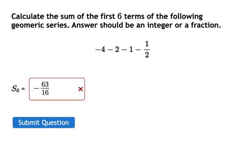 Solved Calculate The Sum Of The First 6 Terms Of The Chegg Com