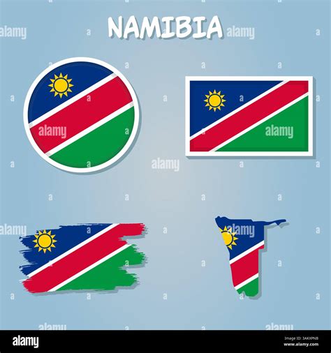 Namibia National Flag Map Design Illustration Of Namibia Country Flag Inside The Map Stock