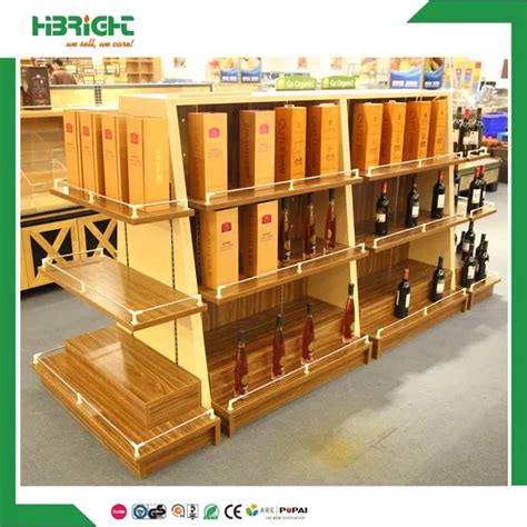Wood And Metal Bakery Supermarket Racks With Light Store Display And