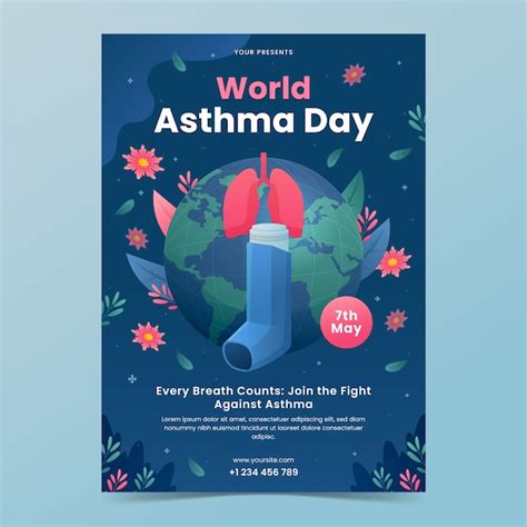 Free Vector Gradient World Asthma Day Vertical Poster Template
