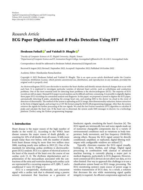 Pdf Ecg Paper Digitization And R Peaks Detection Using Fft