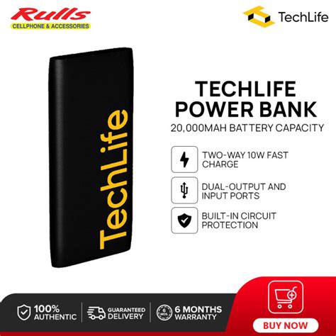 Techlife Power Bank 20000mah Two Way 10w Fast Charge Dual Output