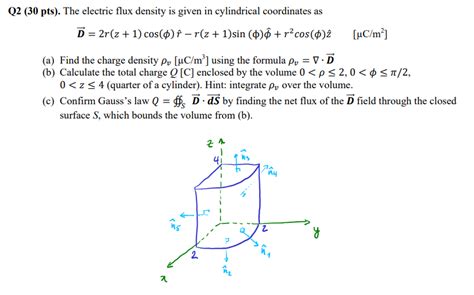 solved q2 30 pts the electric flux density is given in