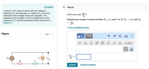 Solved Nstant Part A A Series L R C Circuit Is Driven With Chegg Com