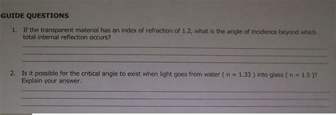 Solved If The Transparent Material Has An Index Of Chegg