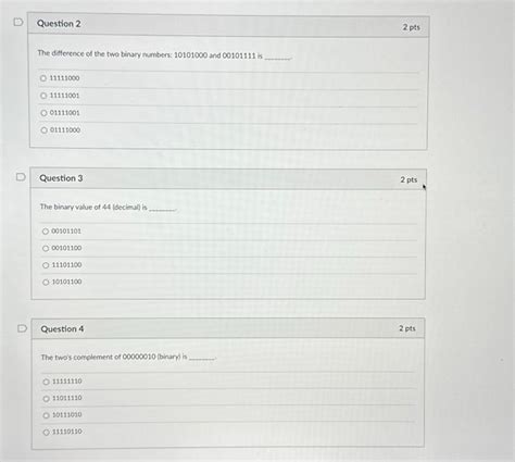 Solved The Difference Of The Two Binary Numbers 10101000