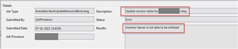 erro inventor server is not able to initialized on job type