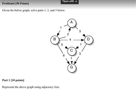 Solved Open With Problem4 50 Points Given The Below Graph