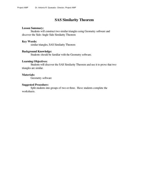 sas similarity theorem lesson plan for 9th 10th grade lesson planet