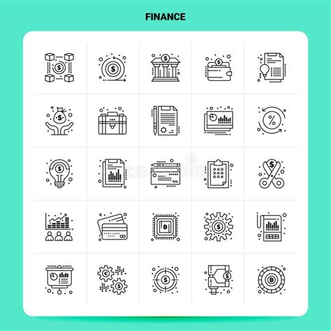Outline 25 Finance Icon Set Vector Line Style Design Black Icons Set Linear Pictogram Pack