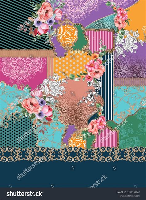 Floral Background Colors Patchwork Design Ilustrações Stock 2247739167 Shutterstock