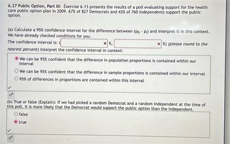Solved A Calculate A Confidence Interval For The Chegg Com