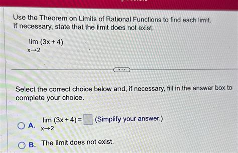 Solved Use The Theorem On Limits Of Rational Functions To