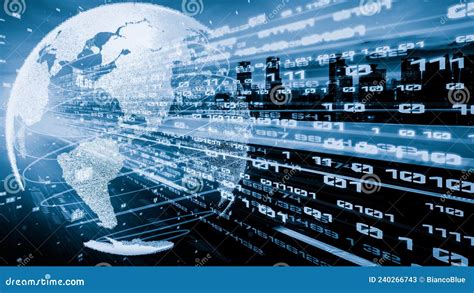 Futuristic Global Network And Tacit Digital Data Transfer 3d Graphic Stock Illustration