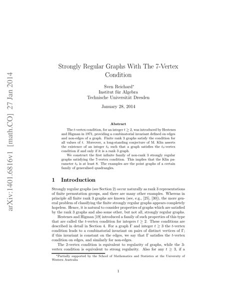 Pdf Strongly Regular Graphs With The 7 Vertex Condition