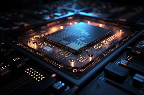 close up view of modern electronic circuit board 3d rendering